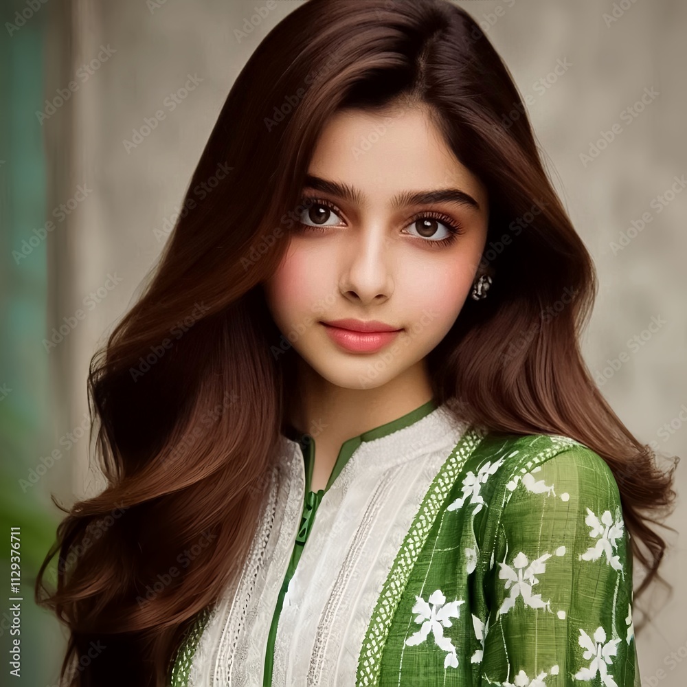 Beautiful Pakistani Girl wearing Green and White Dress on independent ...