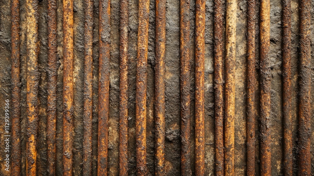 Rusty rebar texture for concrete reinforcement closeup showing ...