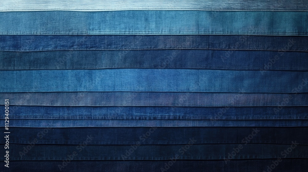 Variety of blue denim fabrics stacked showcasing different shades and ...