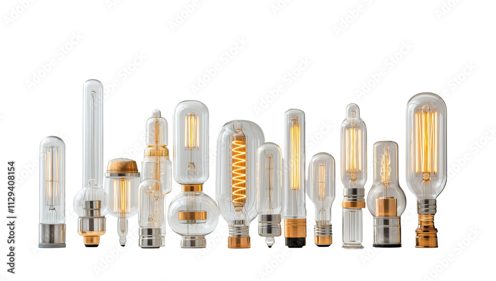 Aesthetic Collection of Filament Bulbs with Transparent Glass Shells ...