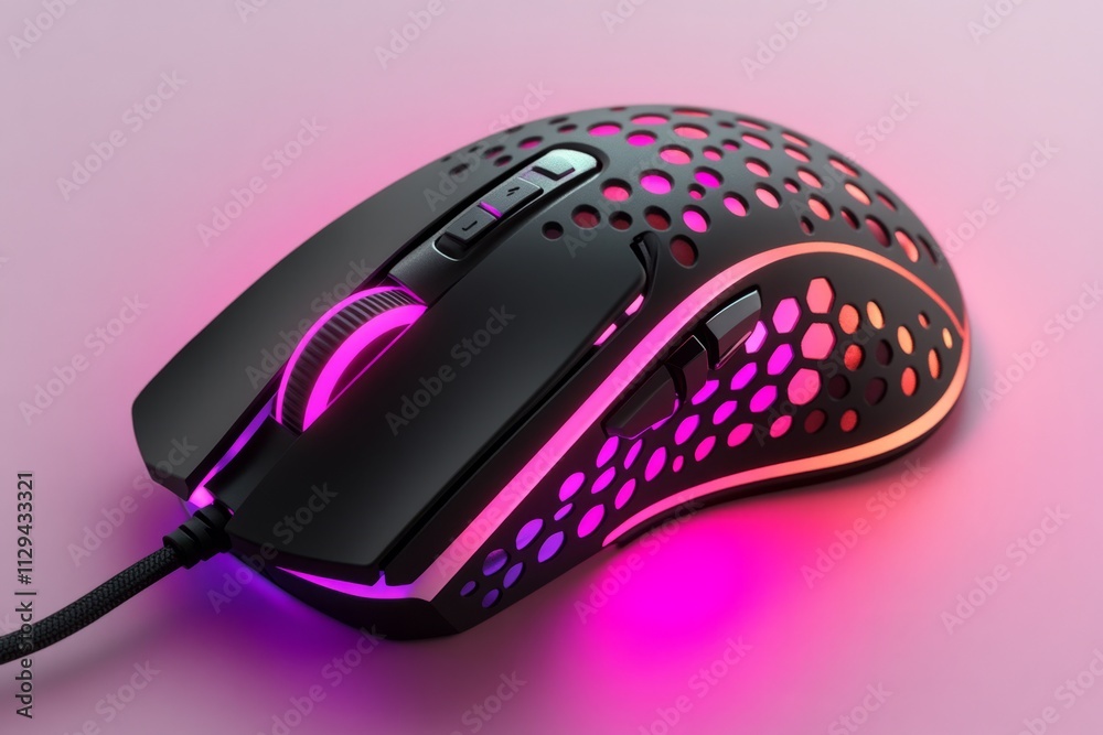 Modern gaming mouse with rgb lighting creates a vibrant glow, perfect ...
