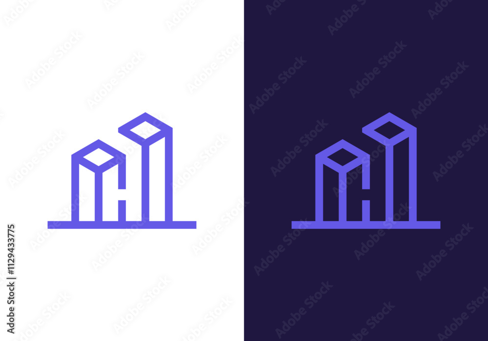 H building logo line art design Stock Vector | Adobe Stock