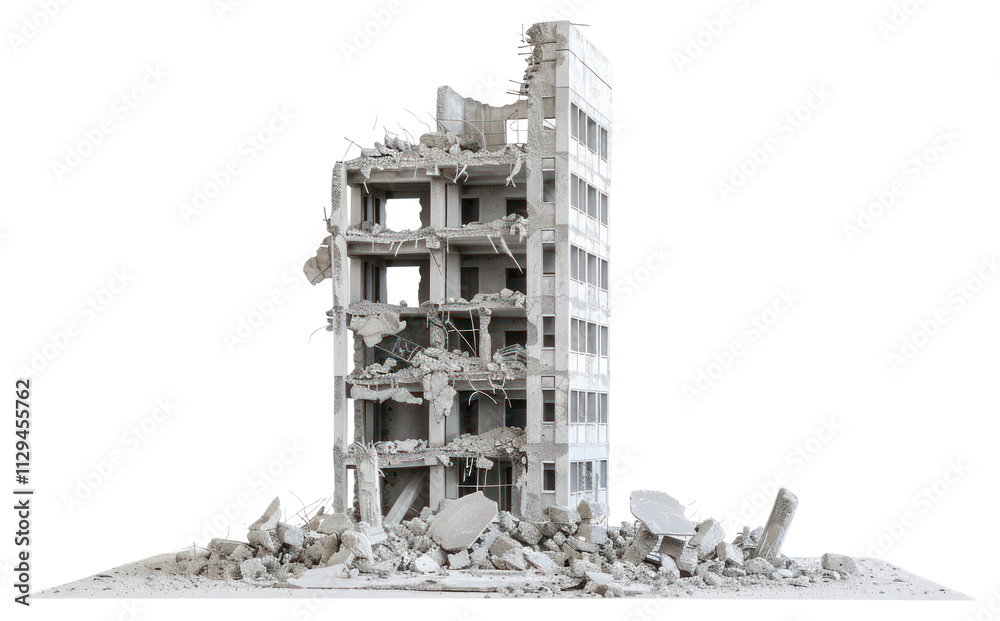 PNG Tower destroyed building architecture demolition rubble. Stock ...