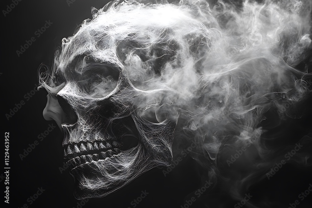 Homemade scary skull with menacing eyes with unique fog and mist ...