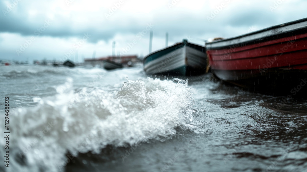 Harbor at risk as powerful waves crash during storm surge, highlighting ...