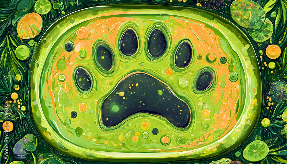 Abstract green paw print in nature. Stock Illustration | Adobe Stock