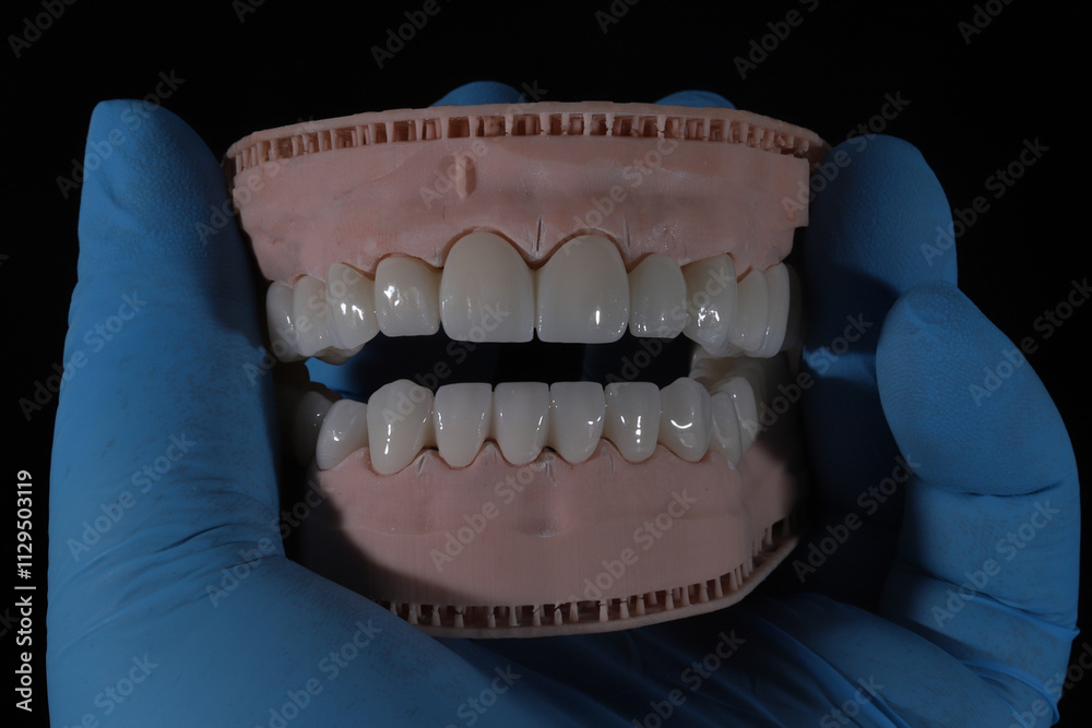 3D-printed jaw model and full-mouth zirconium porcelain crowns ...