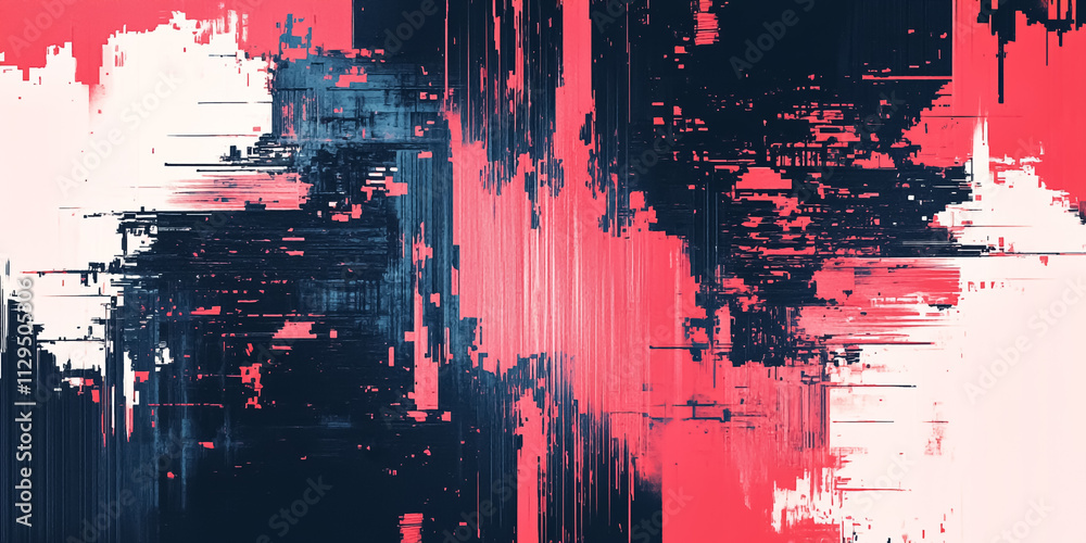 Abstract pixelated patterns in high-contrast colors like red, white ...
