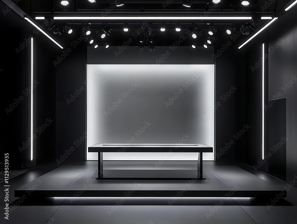 Stock-Foto „A modern photography studio setup with a black background ...