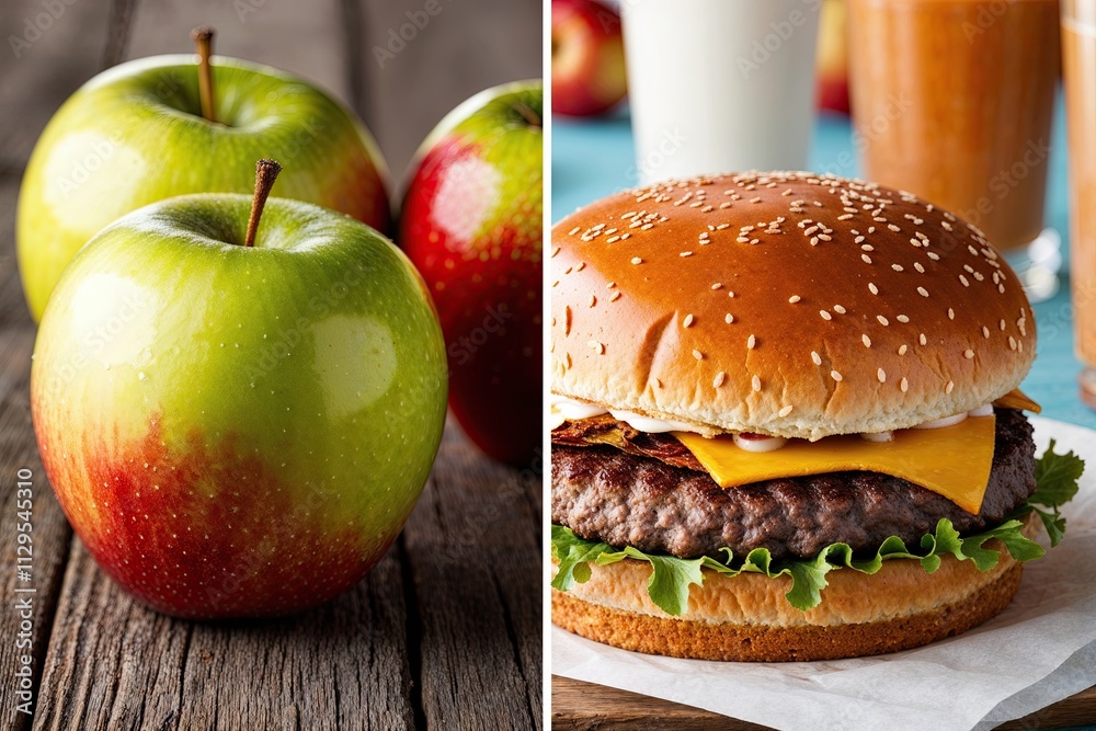 Healthy Food Choices vs Unhealthy Food Choices Analyzing Fresh Apples ...