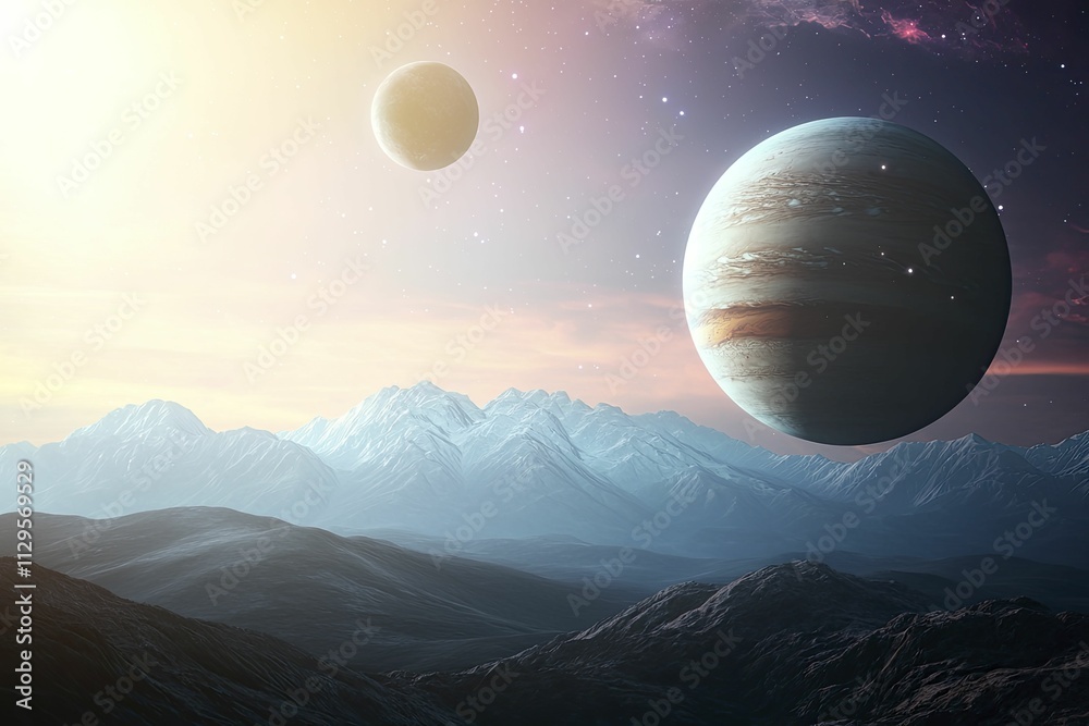 Celestial bodies in motion illustrating cosmic time cycles ...