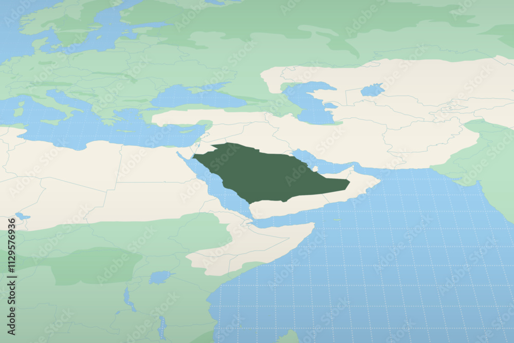 Saudi Arabia highlighted on a detailed map, geographic location of ...