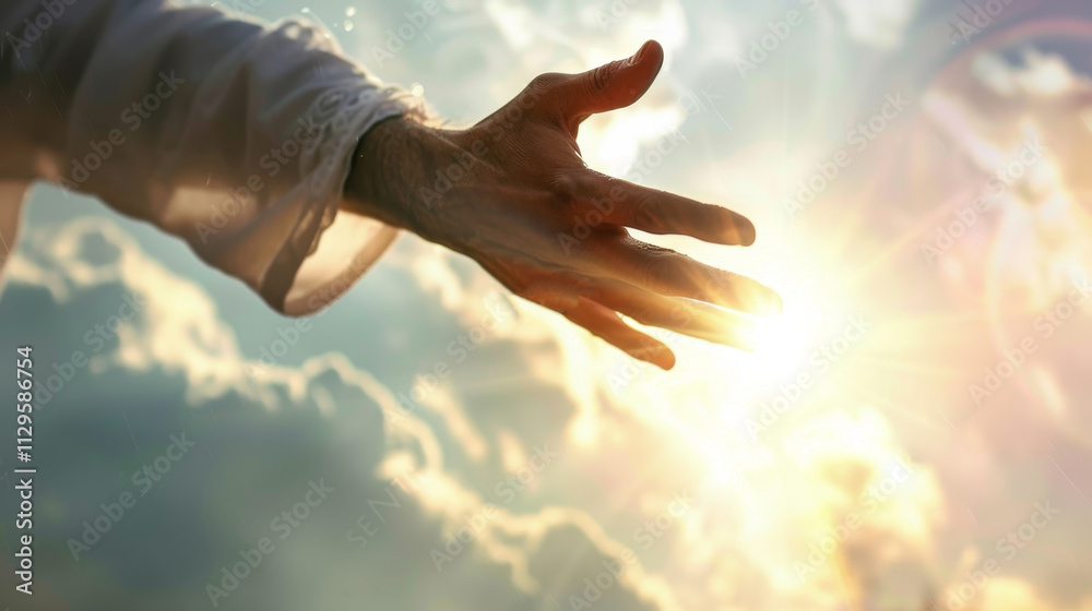 Jesus Christ giving his arm, hand gestures of Jesus dying on the cross ...