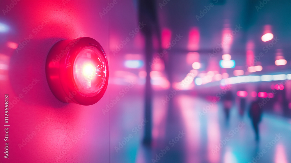 glowing fire alarm strobe light emits a bright warning signal ...