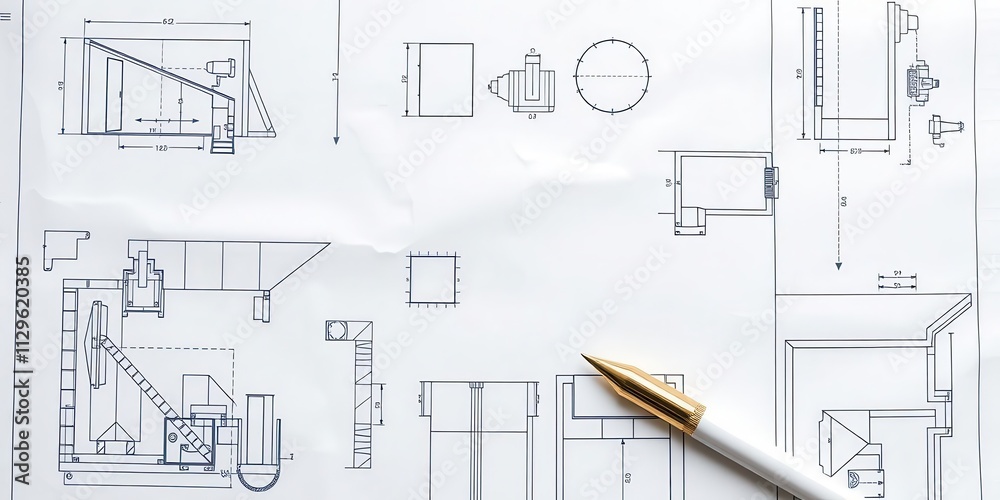 Ilustración de Stock Blue print effect mockup showcasing technical ...