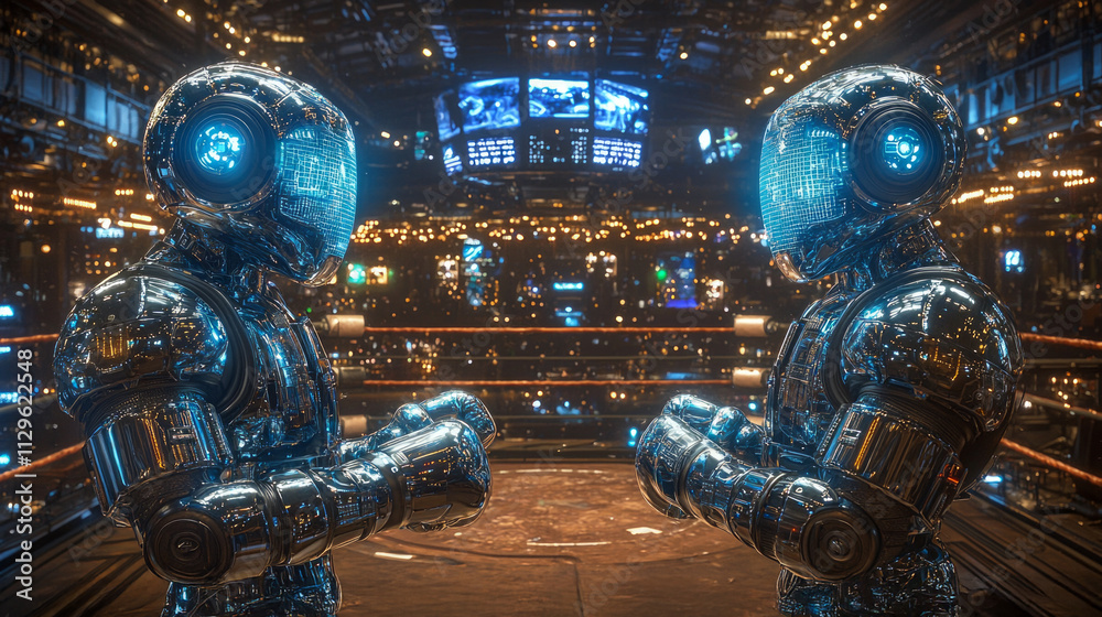 Futuristic boxing takes center stage high tech arena holographic ...