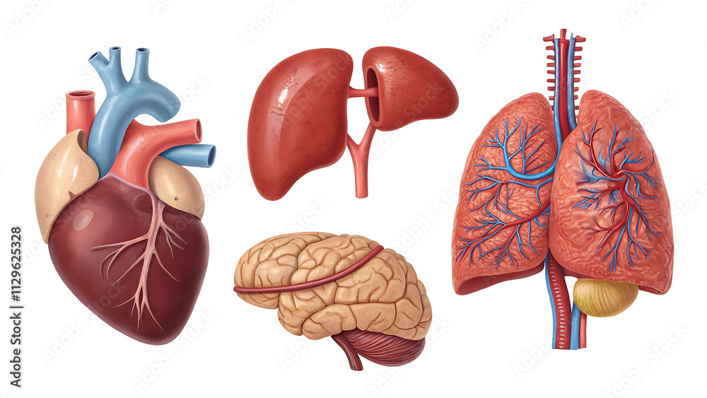 Realistic vector set of human internal organs. Anatomically correct ...