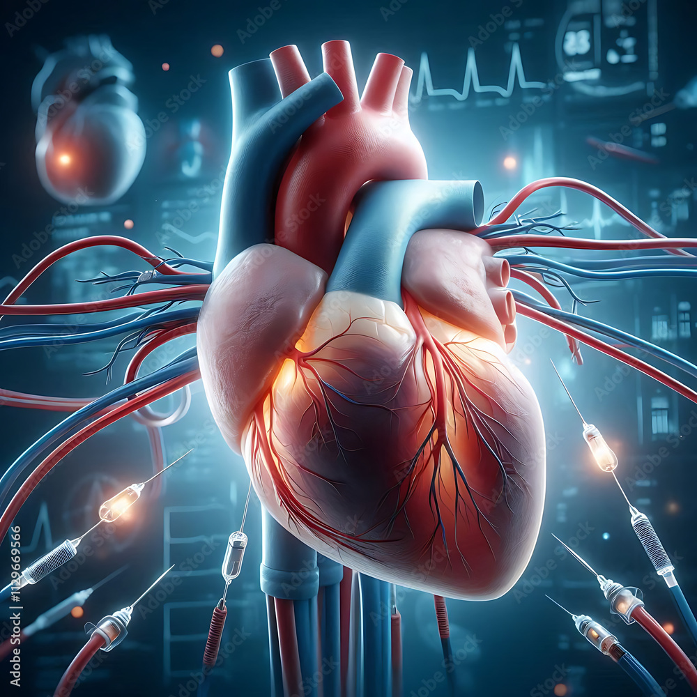 Model of human heart structure realistic vector illustration. Use for ...