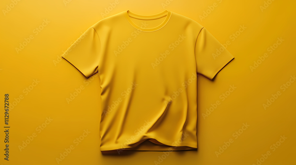 Bright yellow plain t-shirt with transparent background. a plain t ...
