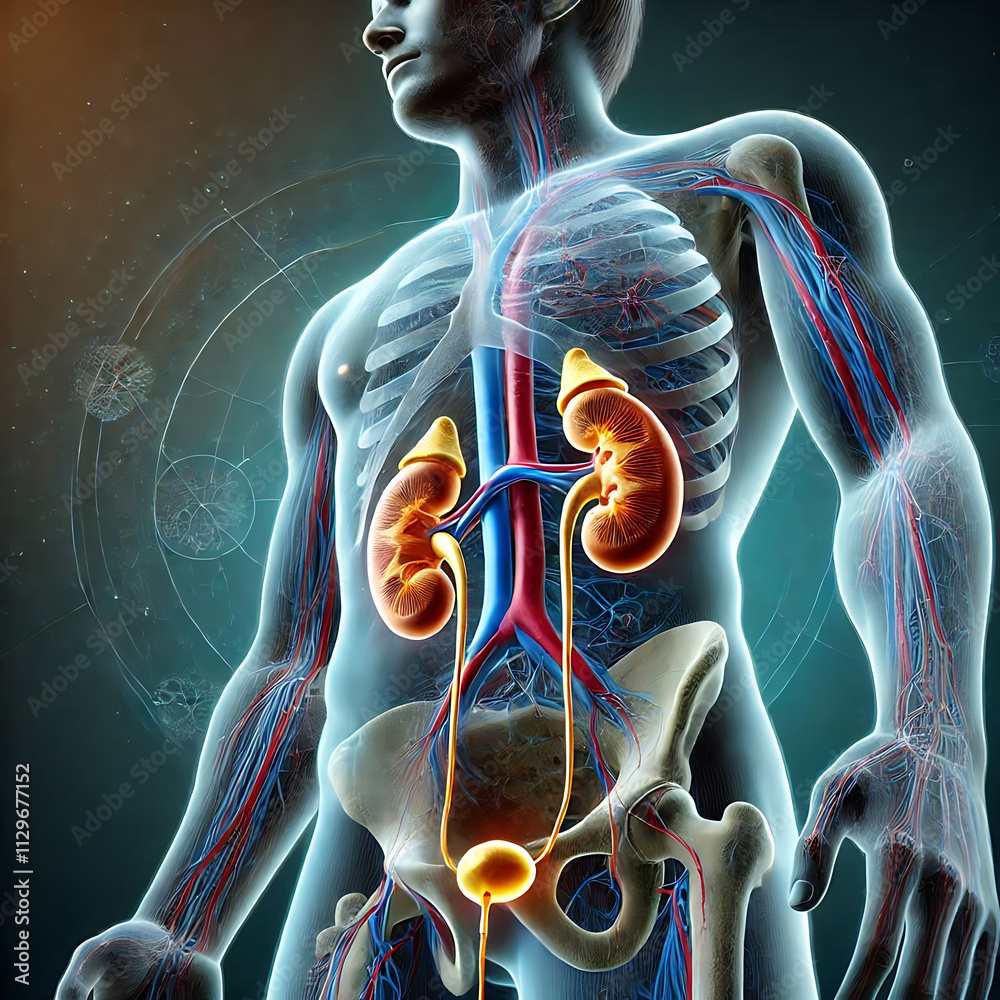 Human kidney medical diagram, anatomy of the kidney, diseased kidney ...
