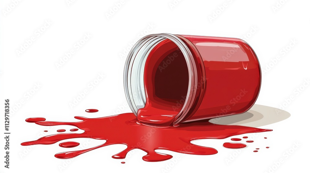 Vivid Red Paint Spill from Open Jar Creating Abstract Artistic ...