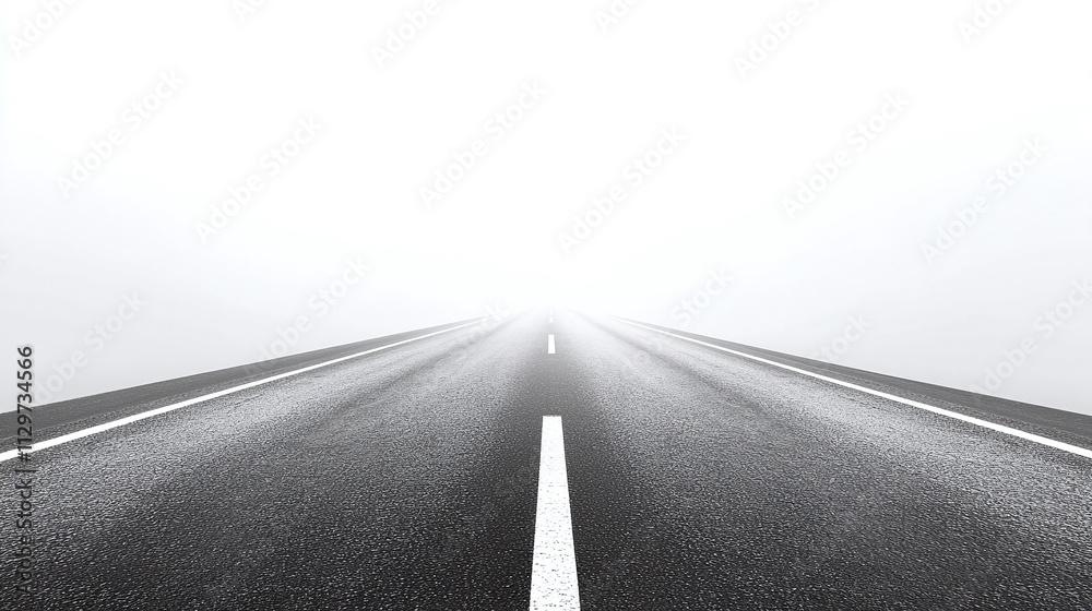 Asphalt road street with white lines isolated on white background ...
