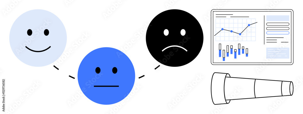 Three face icons transition from happy to neutral to sad, connected by ...