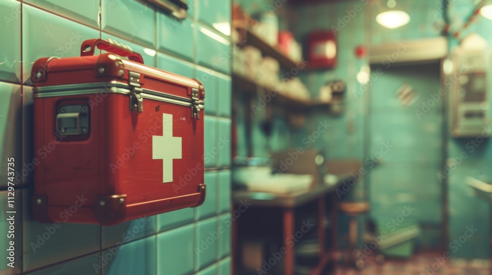 Health and Safety Station: A secure space containing first-aid kits ...