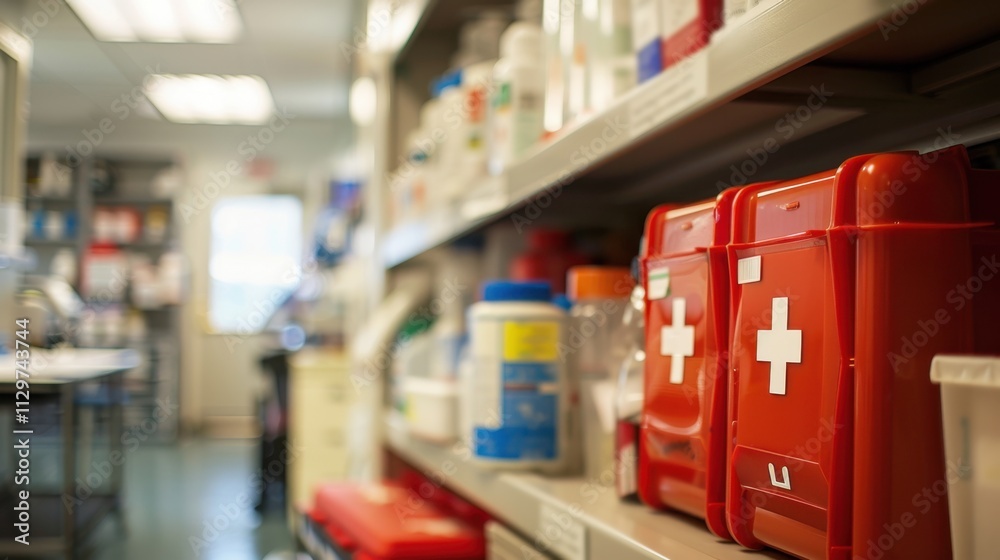 Health and Safety Station: A workplace area with essential first-aid ...