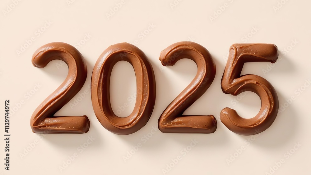 New Year 2025 mocha mousse, chocolate numbers 2025 in brown trendy ...