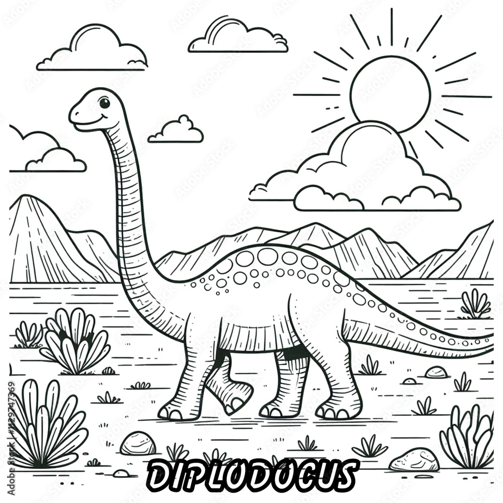 Collection of Coloring Page for Kids with Dinosaur Story, Printable ...