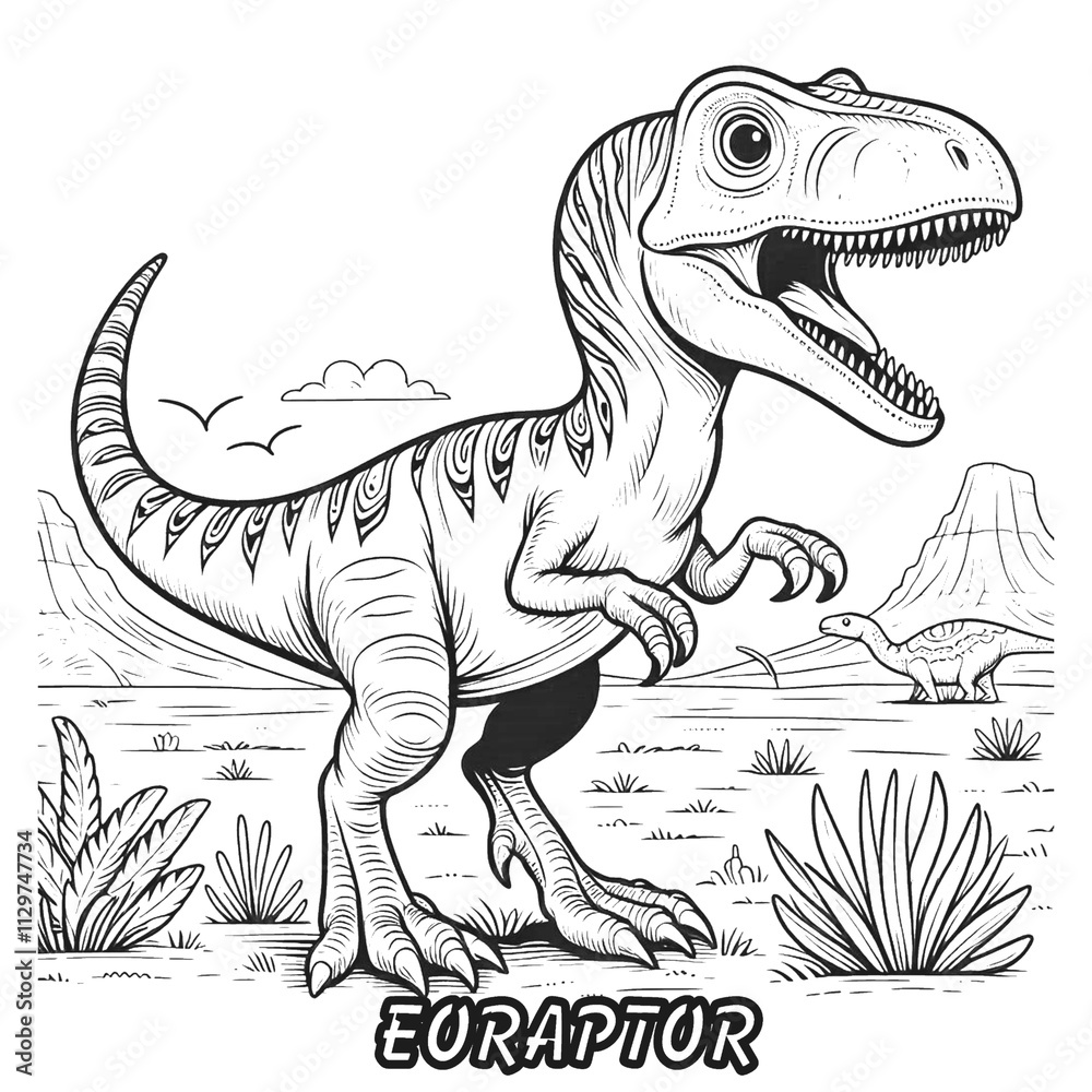 Collection of Coloring Page for Kids with Dinosaur Story, Printable ...