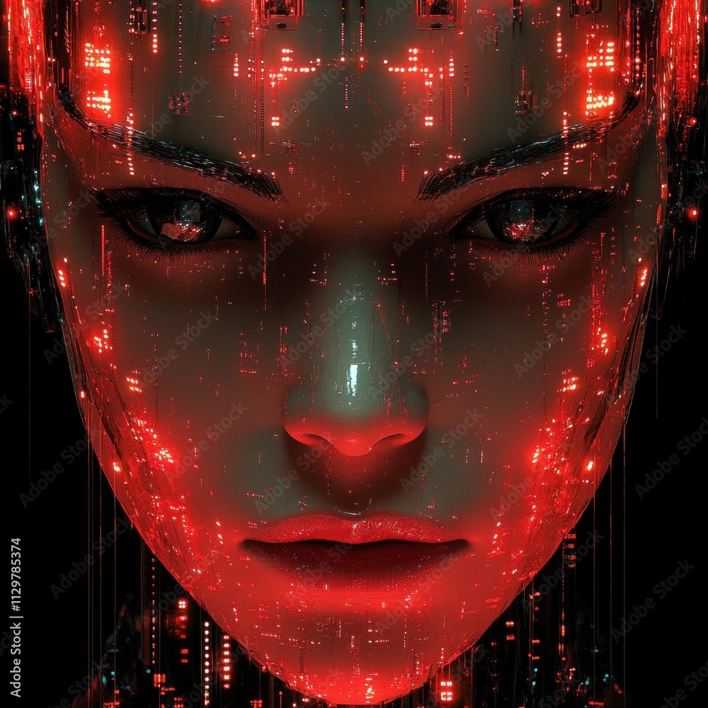 Futuristic Robot Face Logo Illustration with Spiky Features and ...