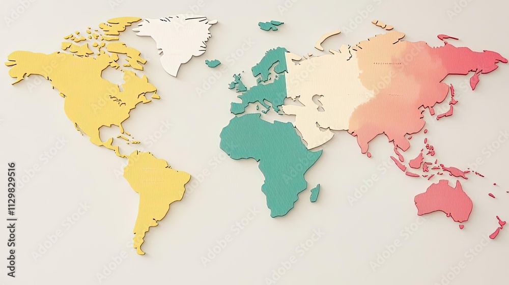 Map atlas concept. Colorful world map design showcasing diverse ...