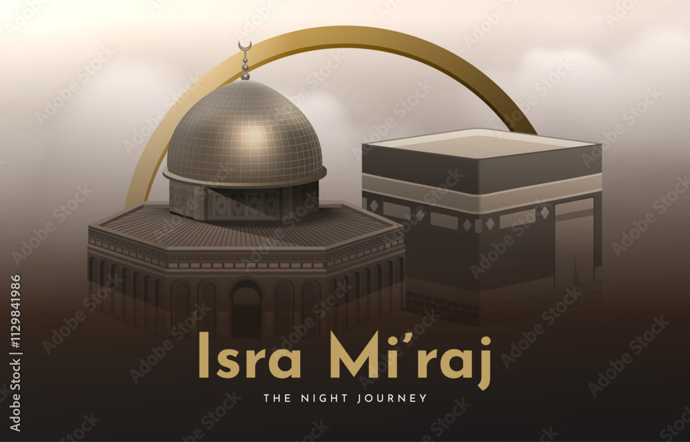 Al-Isra wal Mi'raj Translate: The night journey Prophet Muhammad Vector ...