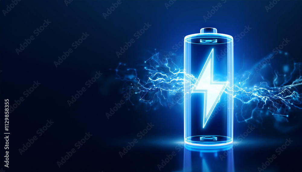 Digital lithium-ion rechargeable battery symbol, high voltage charging ...