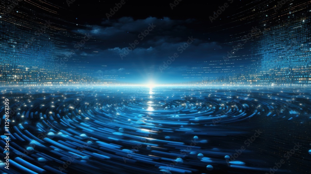 An abstract representation of computer intelligence, where a vast ...