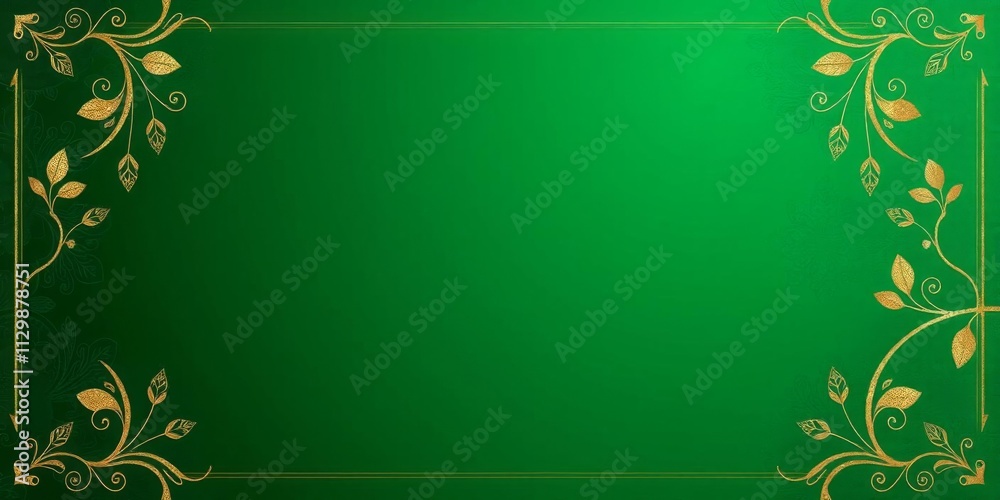 Elegant wedding invitation design with emerald green background, gold ...