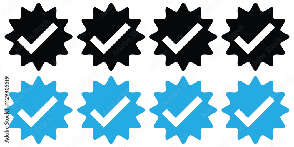 Check mark icon button set. Approved symbol. Check box icon with right ...