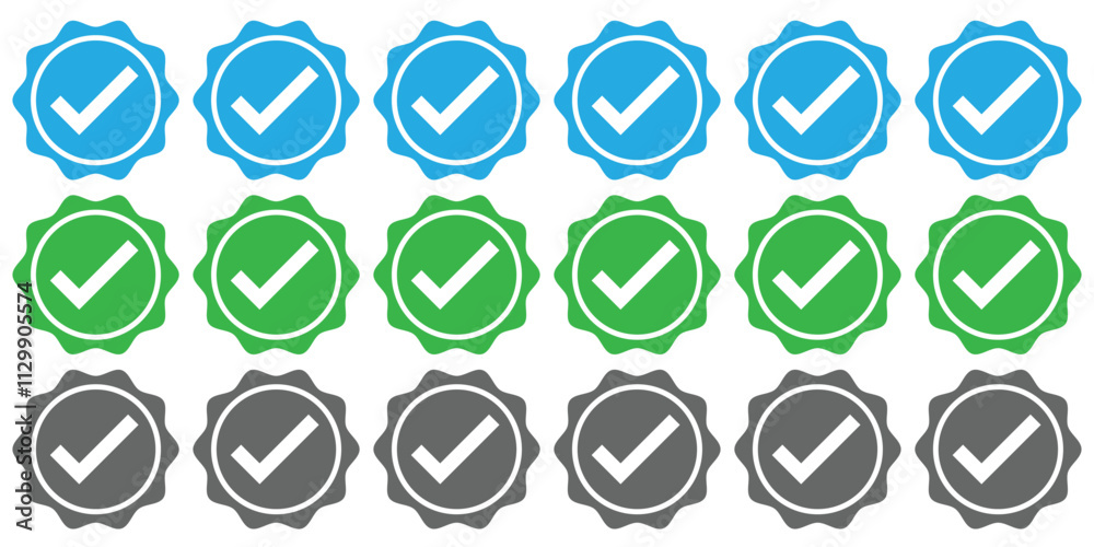 Checkmark vector, checkmark icon set, approved symbol, checked checkbox mark, tick mark set ...