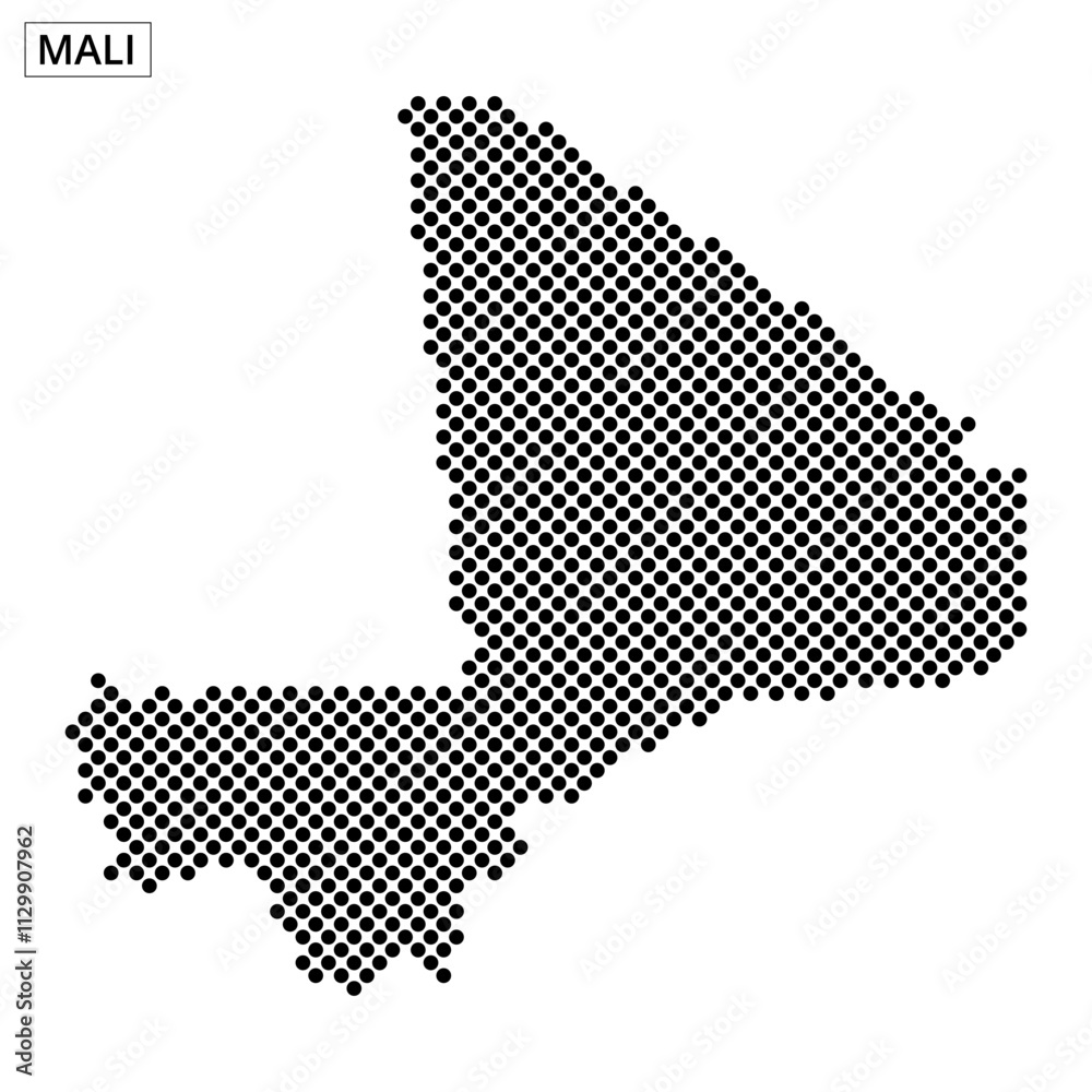 Dotted map of Mali illustrating the country's geographical outline and ...