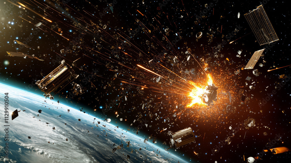 A satellite tracking system predicting collision risks and adjusting ...