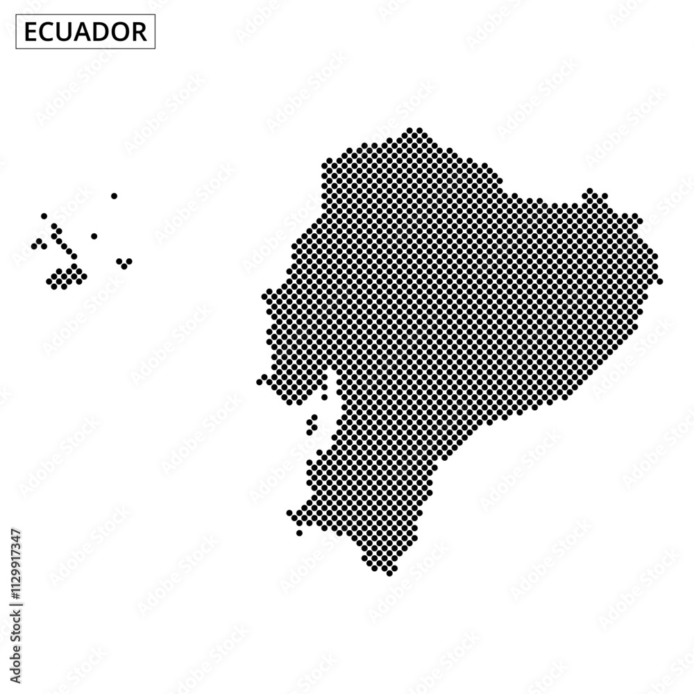 Map of Ecuador illustrating geographical features with dot pattern ...