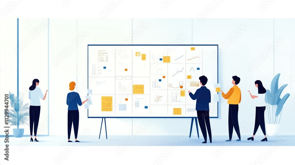 Software development team uses scrum board for project management. Team ...