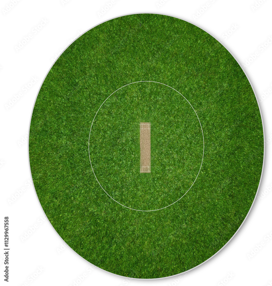 Illustration Stock Green grass cricket Stadium pitch Top view. Cricket ...