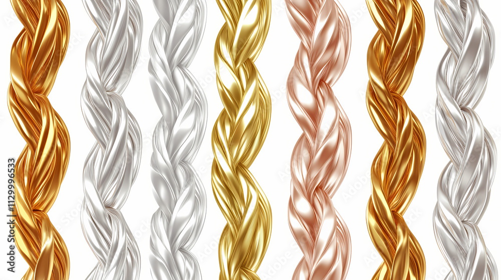 Metallic cable, wire, cord. electric bare cable wire isolated ...