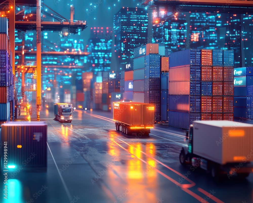 Global logistics map with interconnected trade routes, representing ...