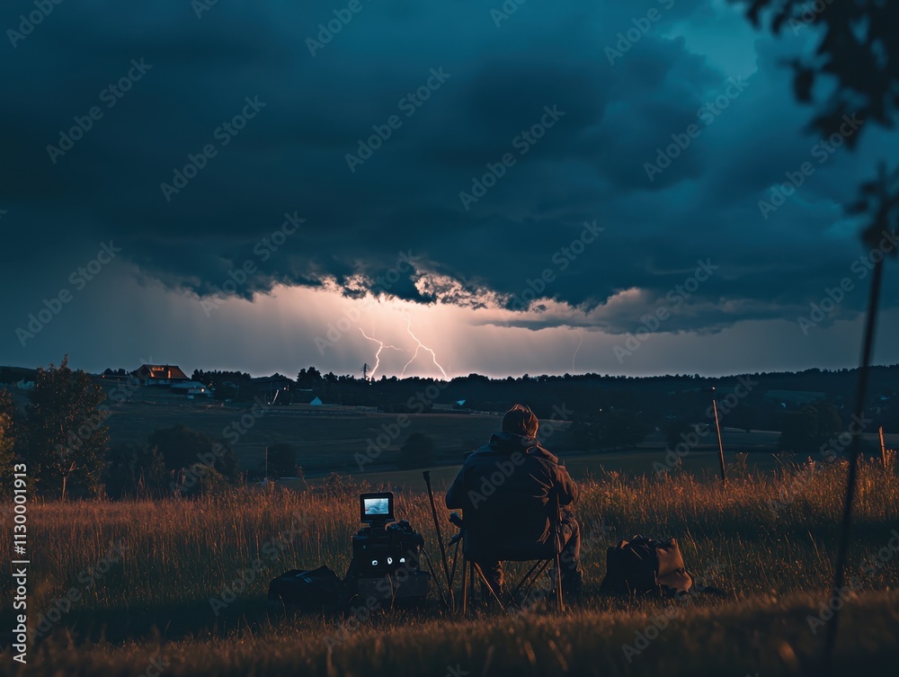 Storm Chaser Photographer Captures Dramatic Lightning Strike Stock ...