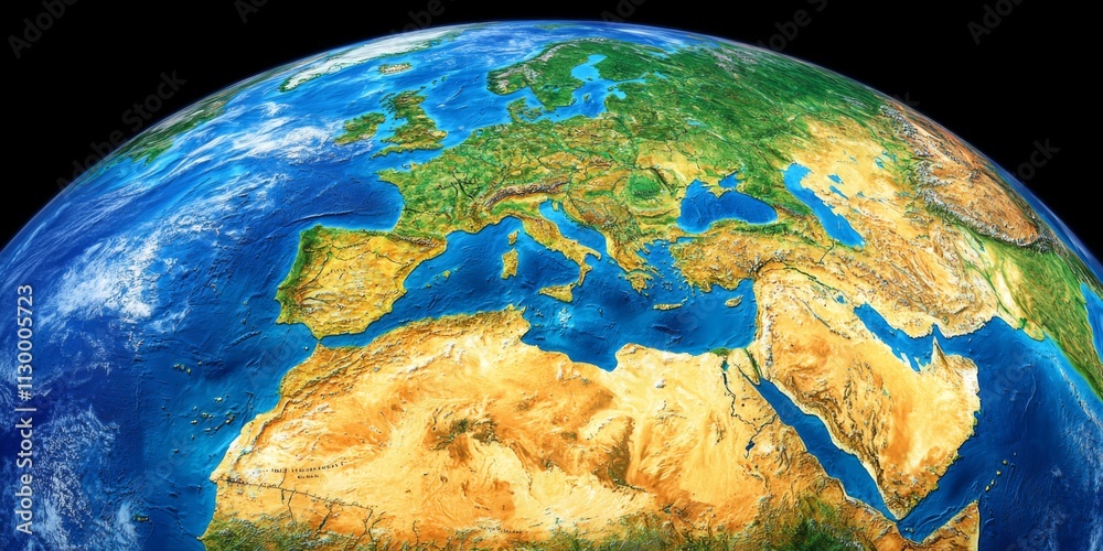 High Resolution Earth Map Europe Africa Mediterranean Globe Planet ...