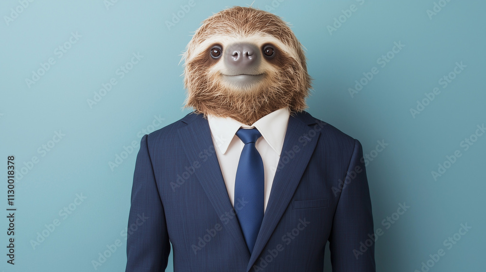 Foto de Stock The Sloth in a Suit: A whimsical portrait of a sloth's ...